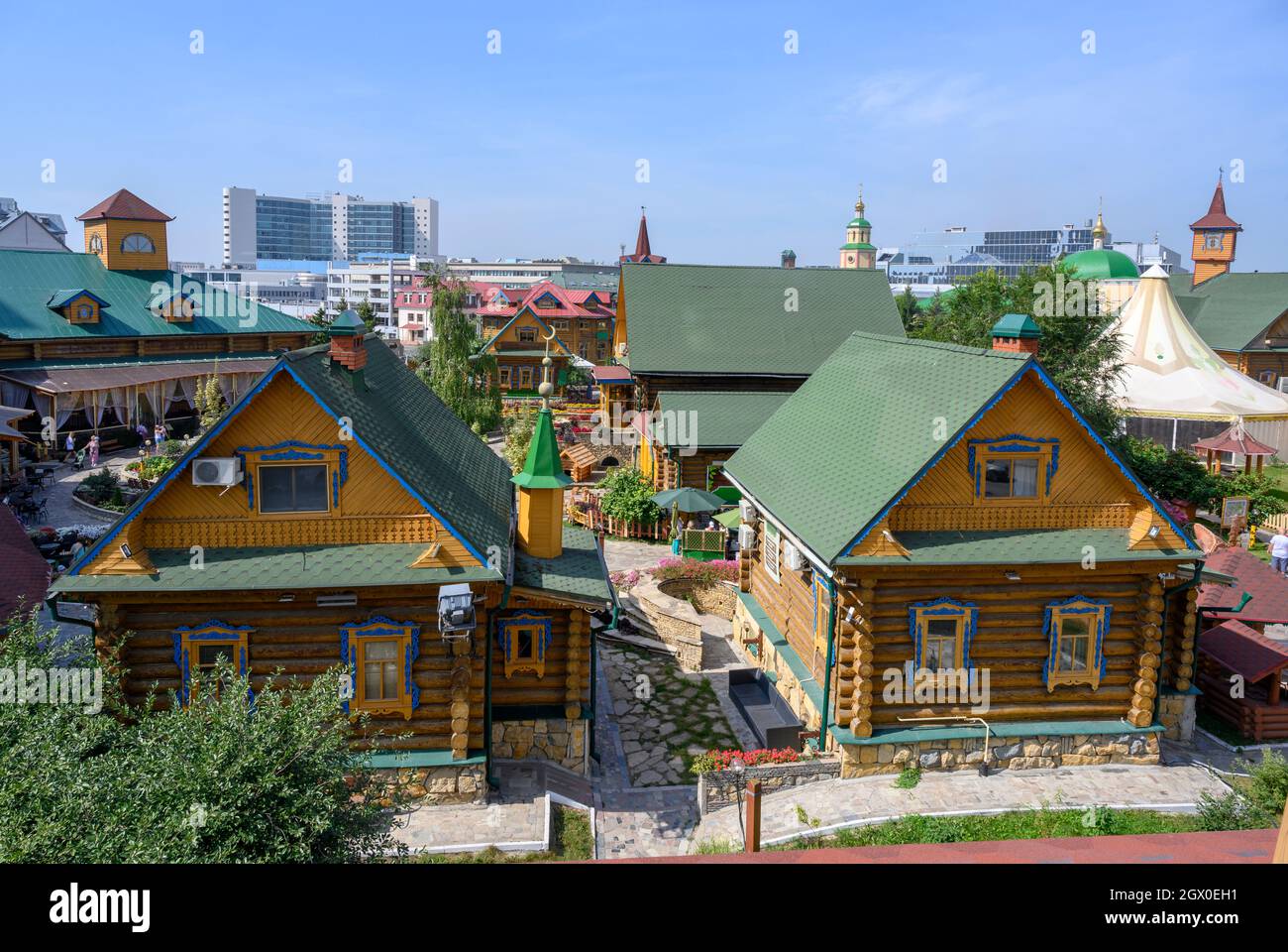Top view of the Tatar village "Tugan Avylym" in Kazan, Russia Stock ...