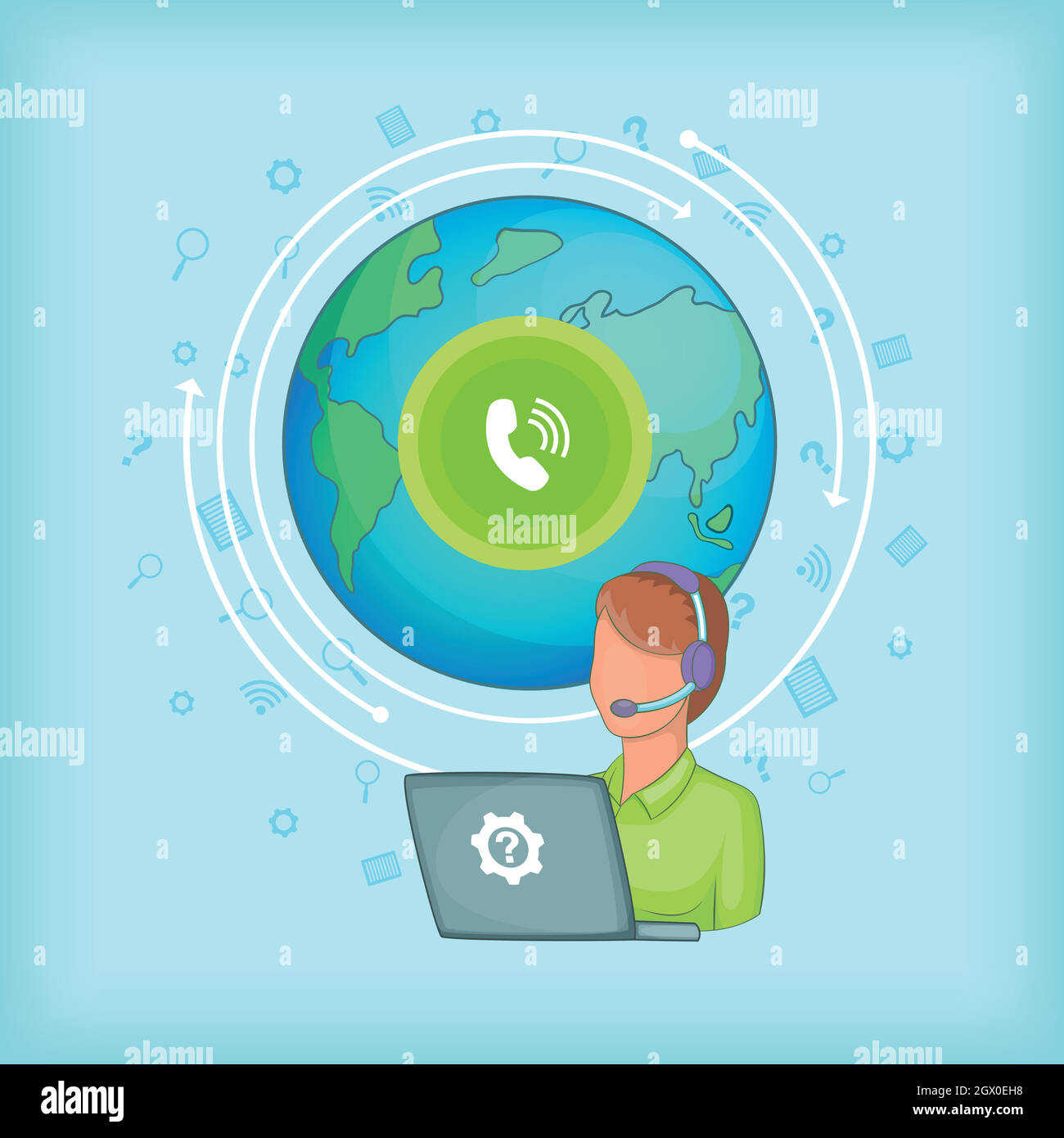 Call center concept global, cartoon style Stock Vector Image & Art - Alamy