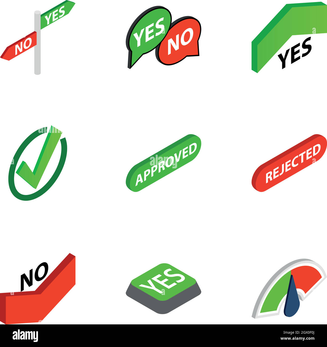 Correct and incorrect icons, isometric 3d style Stock Vector Image ...