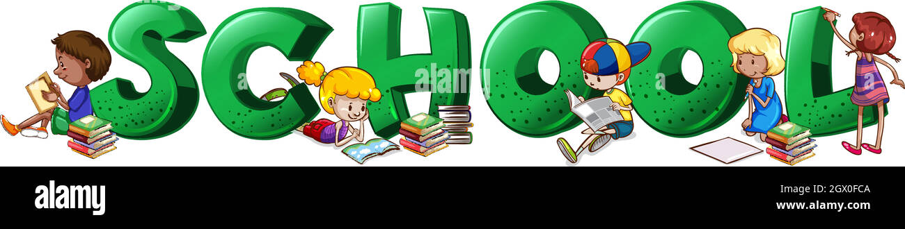 Font design for word school Stock Vector Image & Art - Alamy