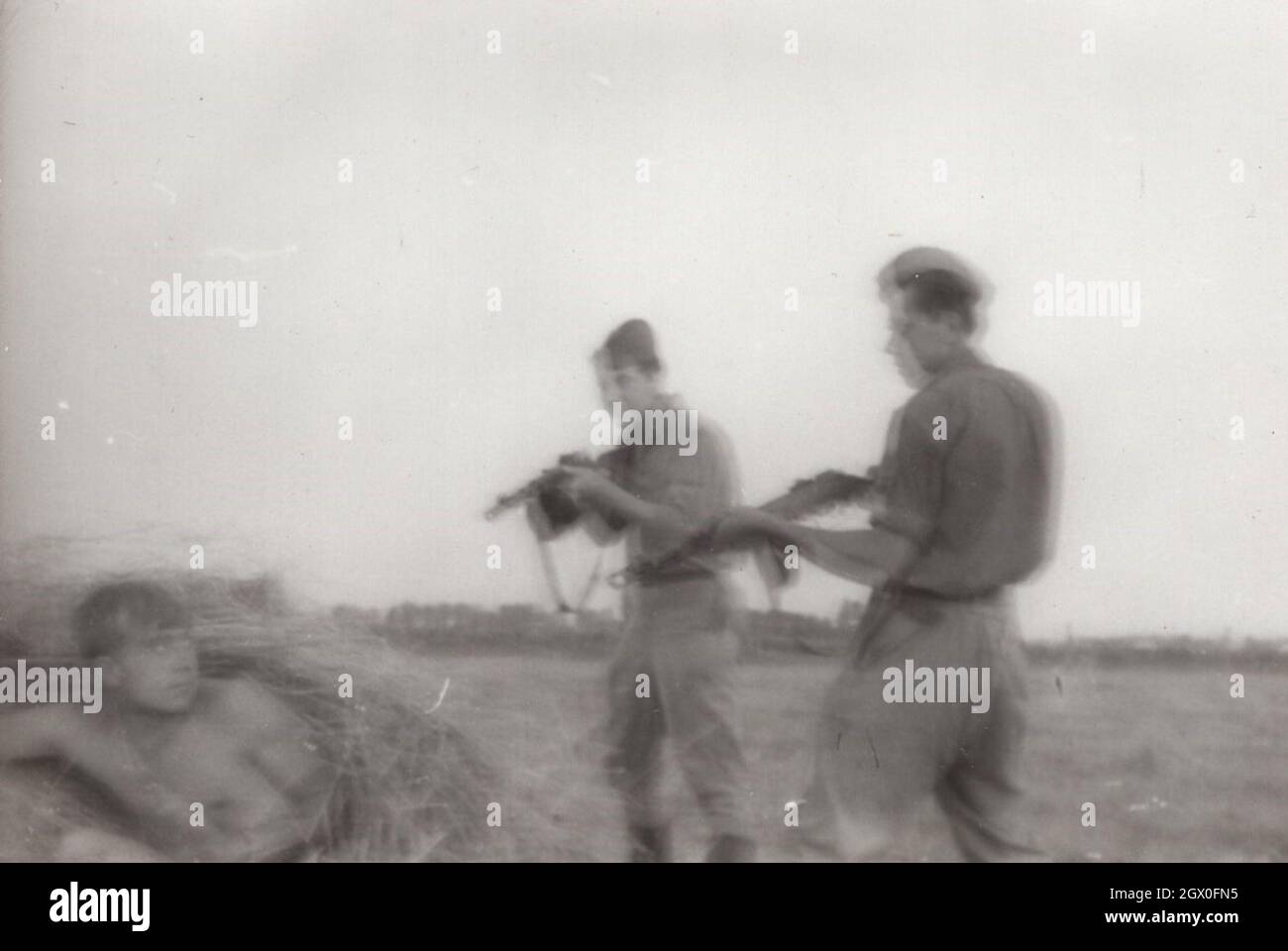 vintage / Retro army / military PPsh-41 series 2. Two soldiers are ...
