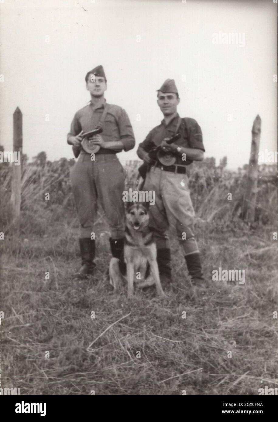 vintage / Retro army / military PPsh-41 series 4. Two soldiers are with ...