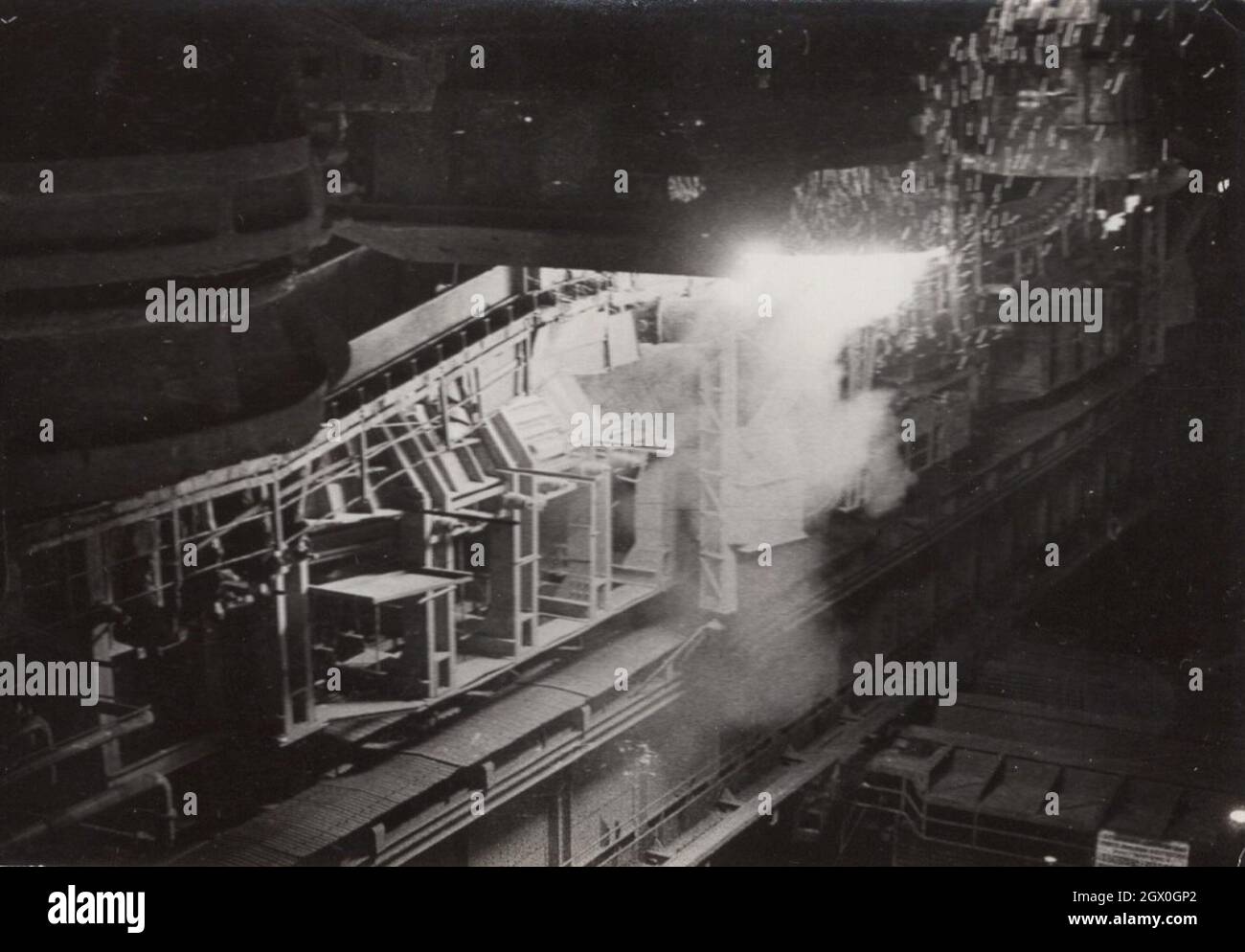 retro monochrome photo about a heavy industry schene possibly steel ...