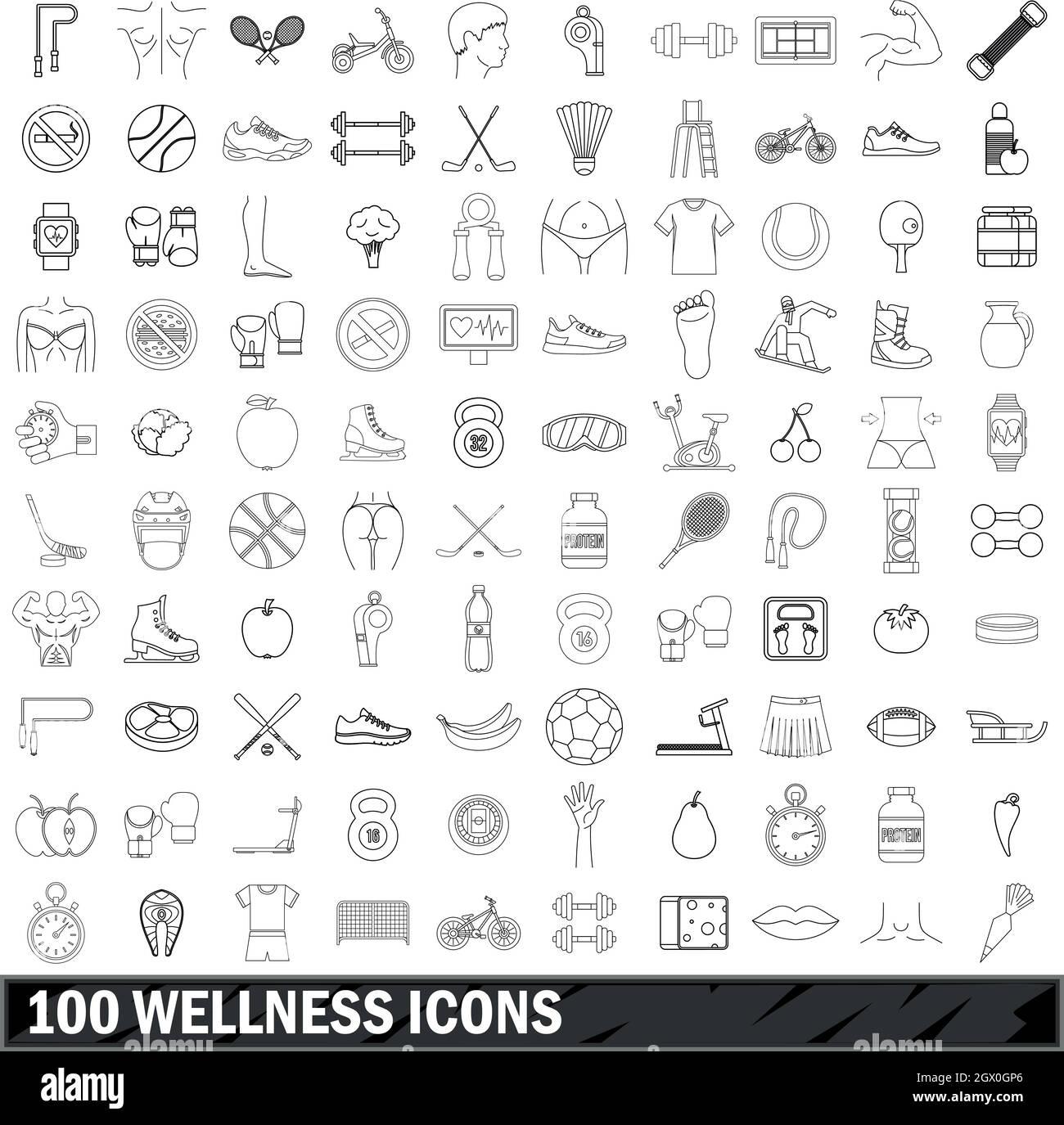 100 wellness icons set, outline style Stock Vector Image & Art - Alamy