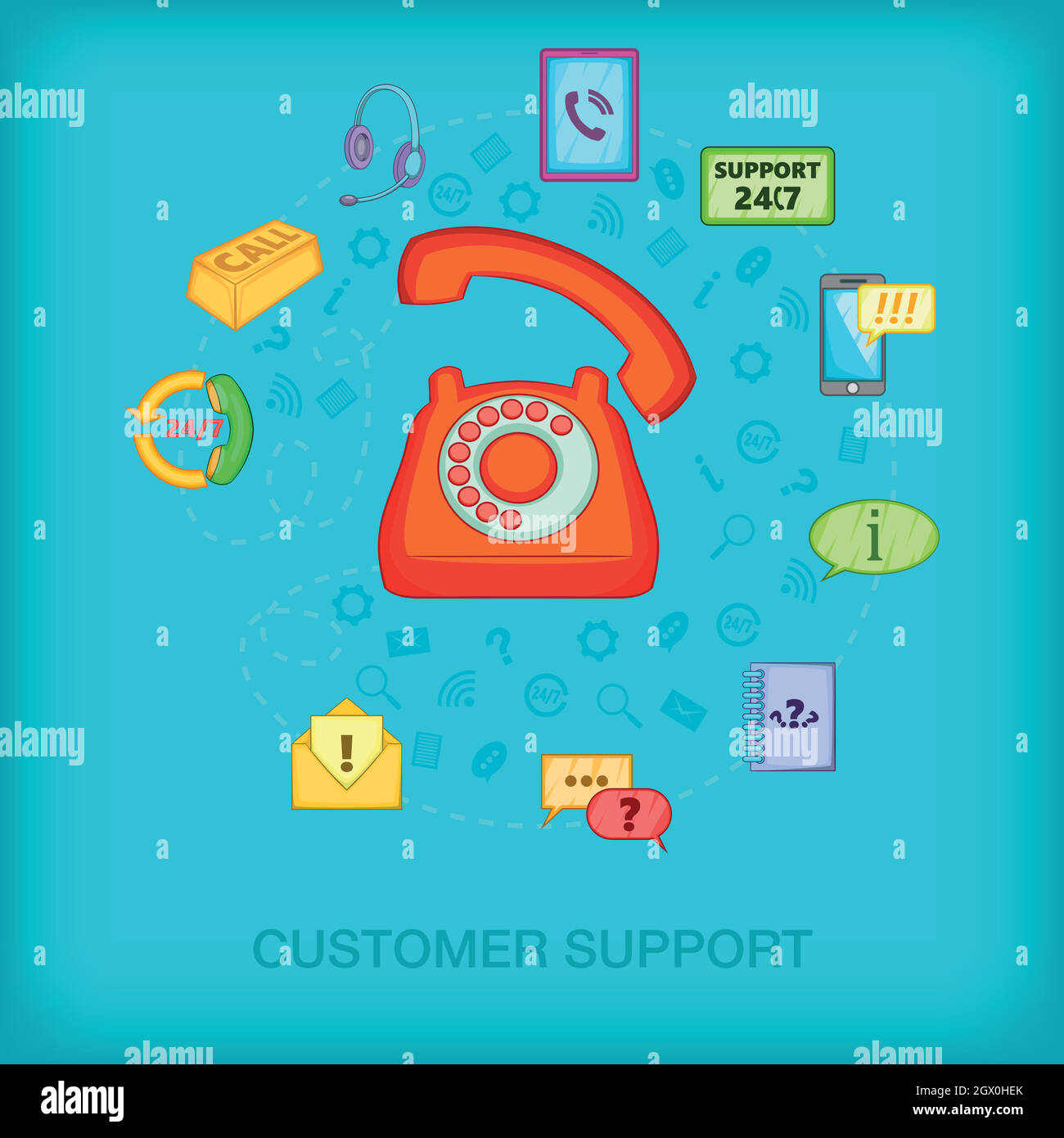 Call center concept old phone, cartoon style Stock Vector Image & Art ...