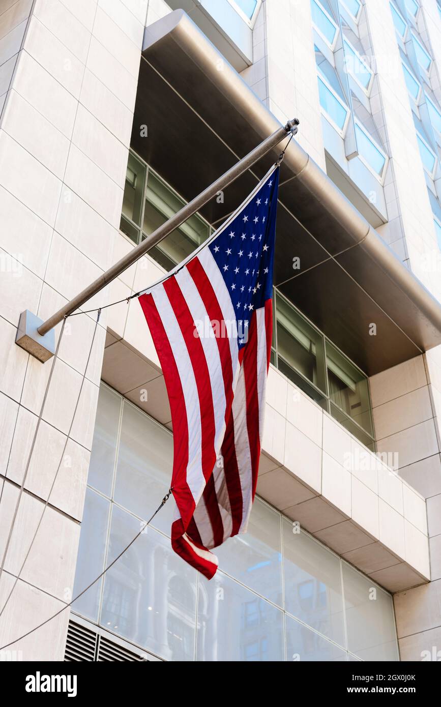American flag on building hi-res stock photography and images - Alamy