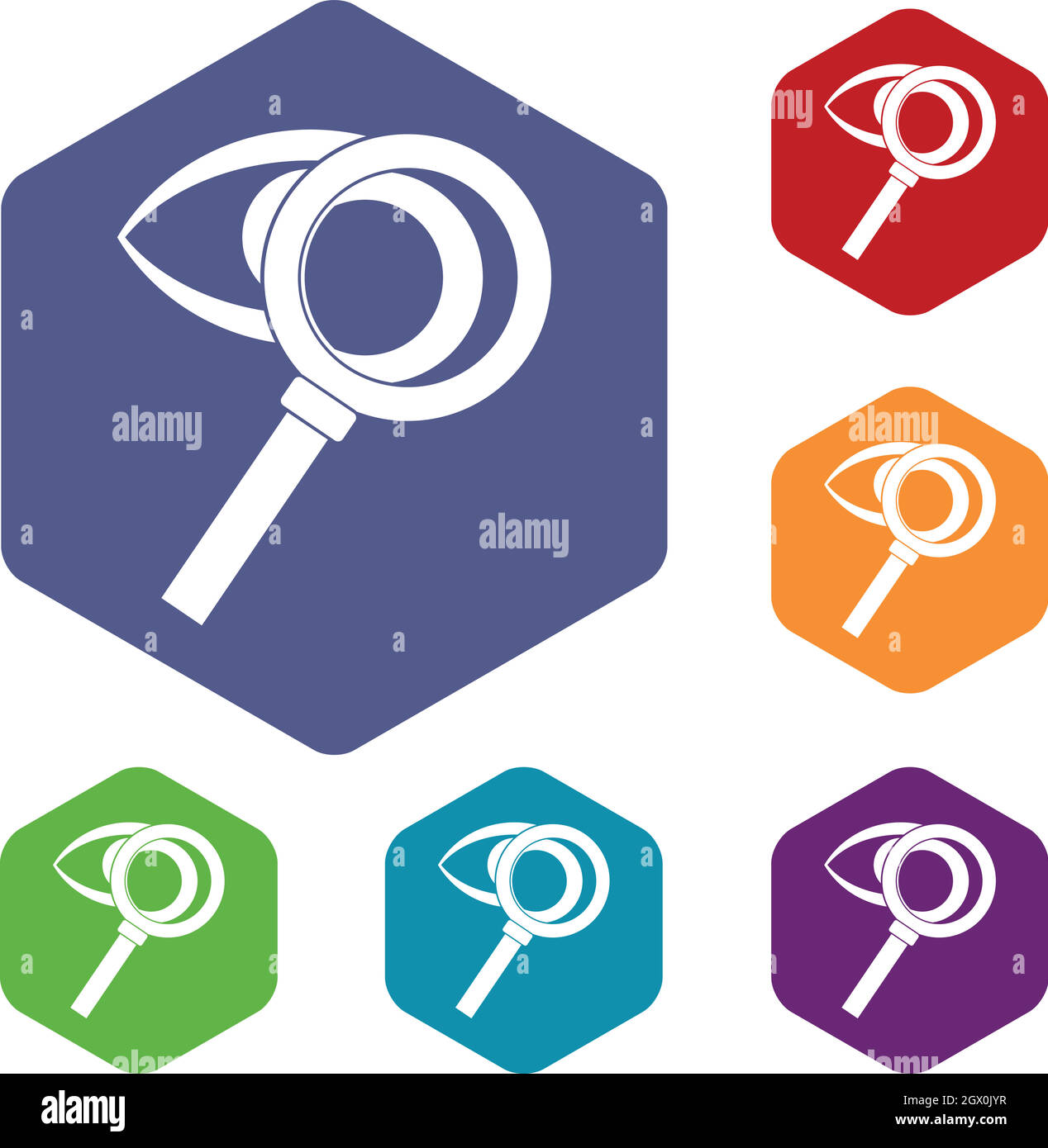 Magnifying glass with eye icons set Stock Vector Image & Art - Alamy