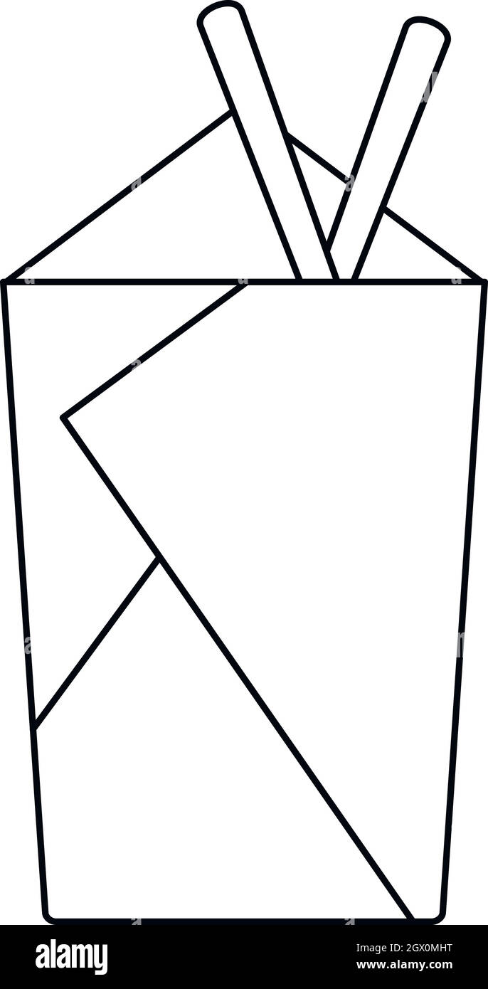 Noodle box with chopsticks icon, outline style Stock Vector Image & Art ...