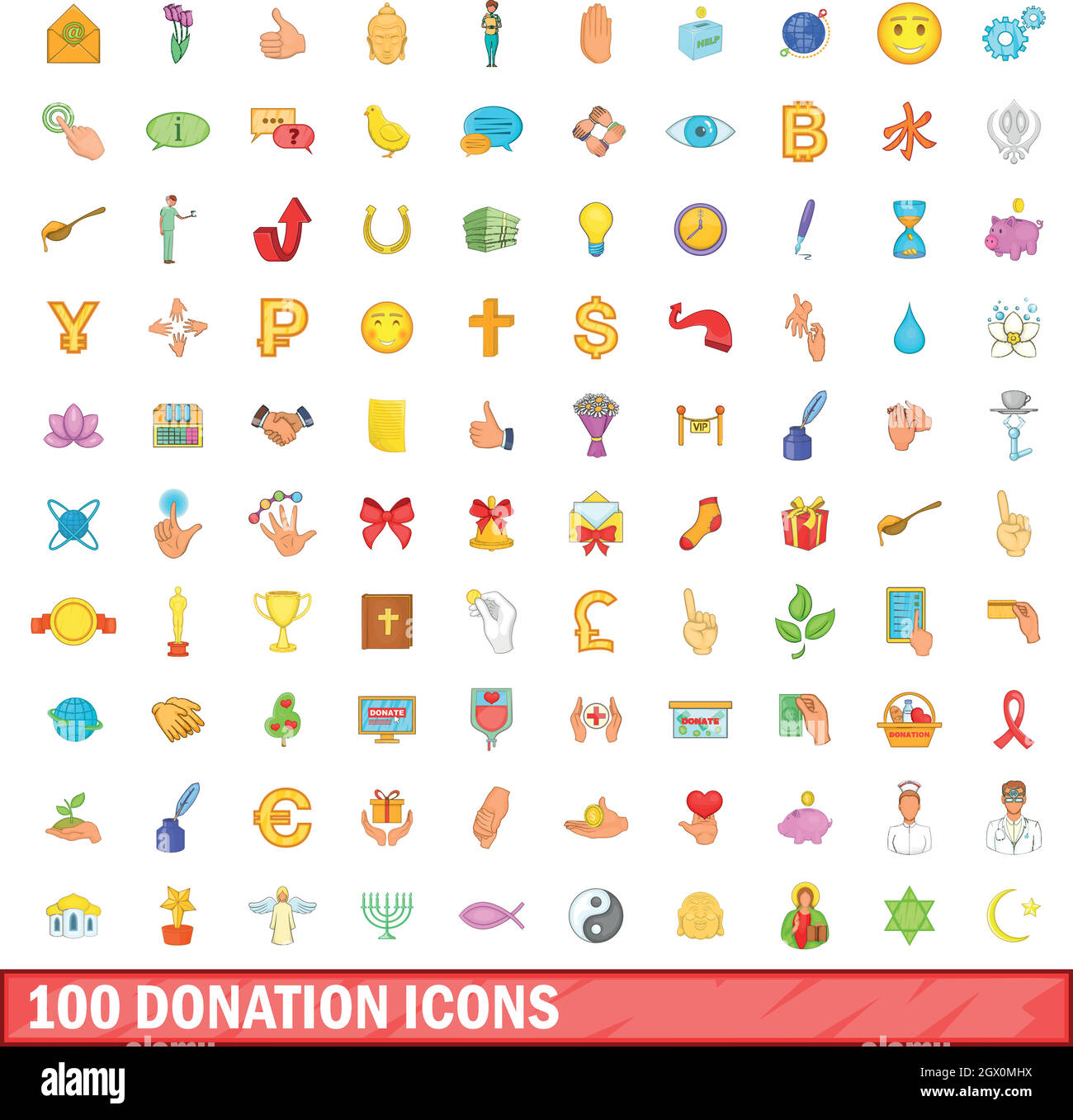 100 donation icons set, cartoon style Stock Vector Image & Art - Alamy