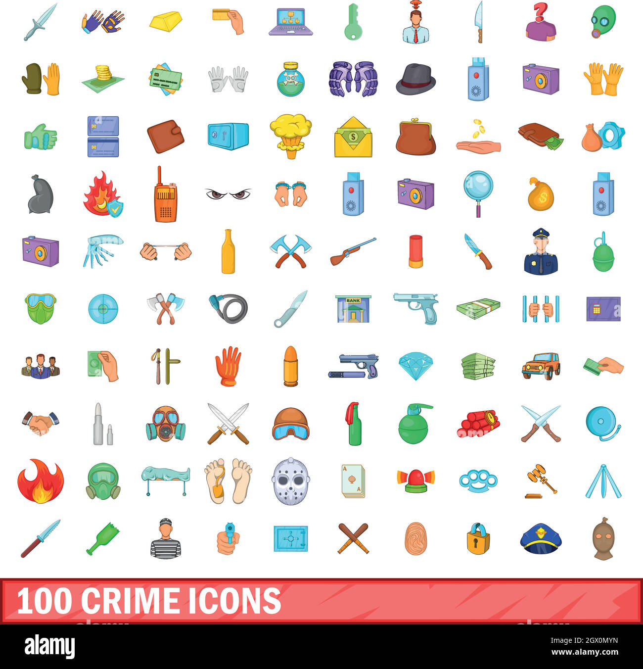 100 crime icons set, cartoon style Stock Vector Image & Art - Alamy