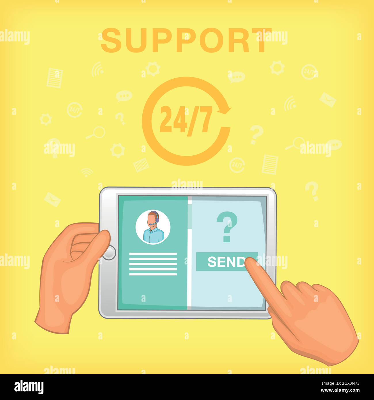 Call center concept tablet, cartoon style Stock Vector Image & Art - Alamy