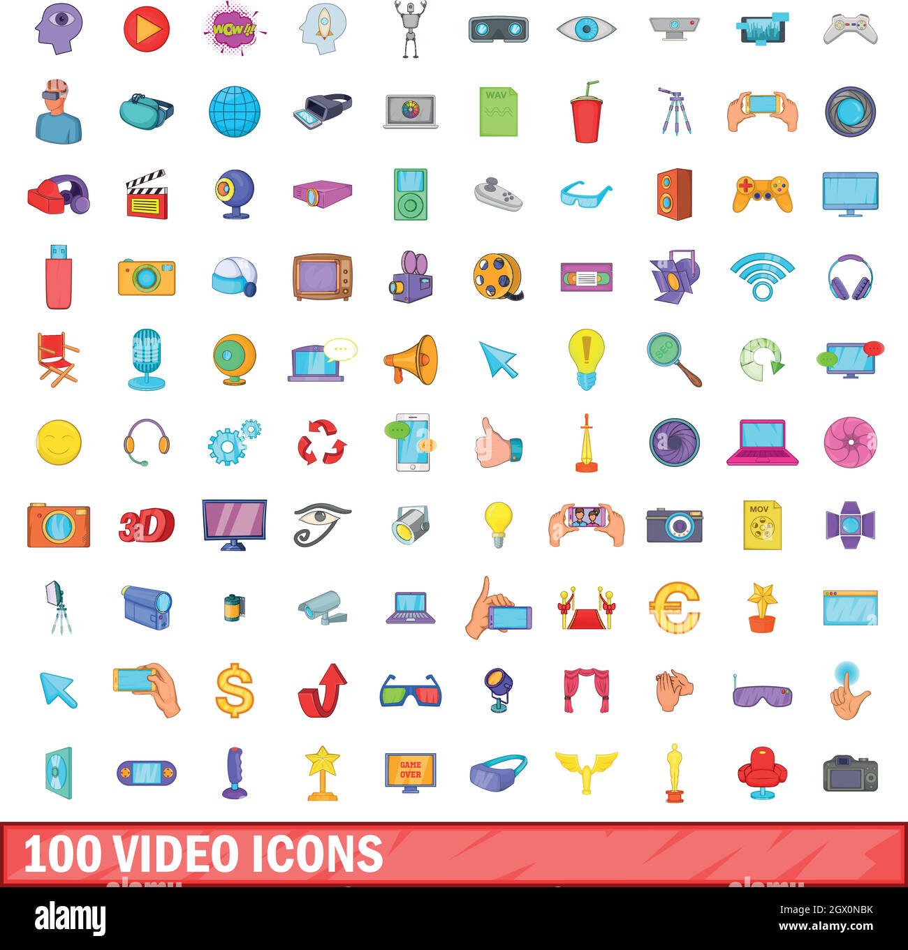 100 video icons set, cartoon style Stock Vector Image & Art - Alamy