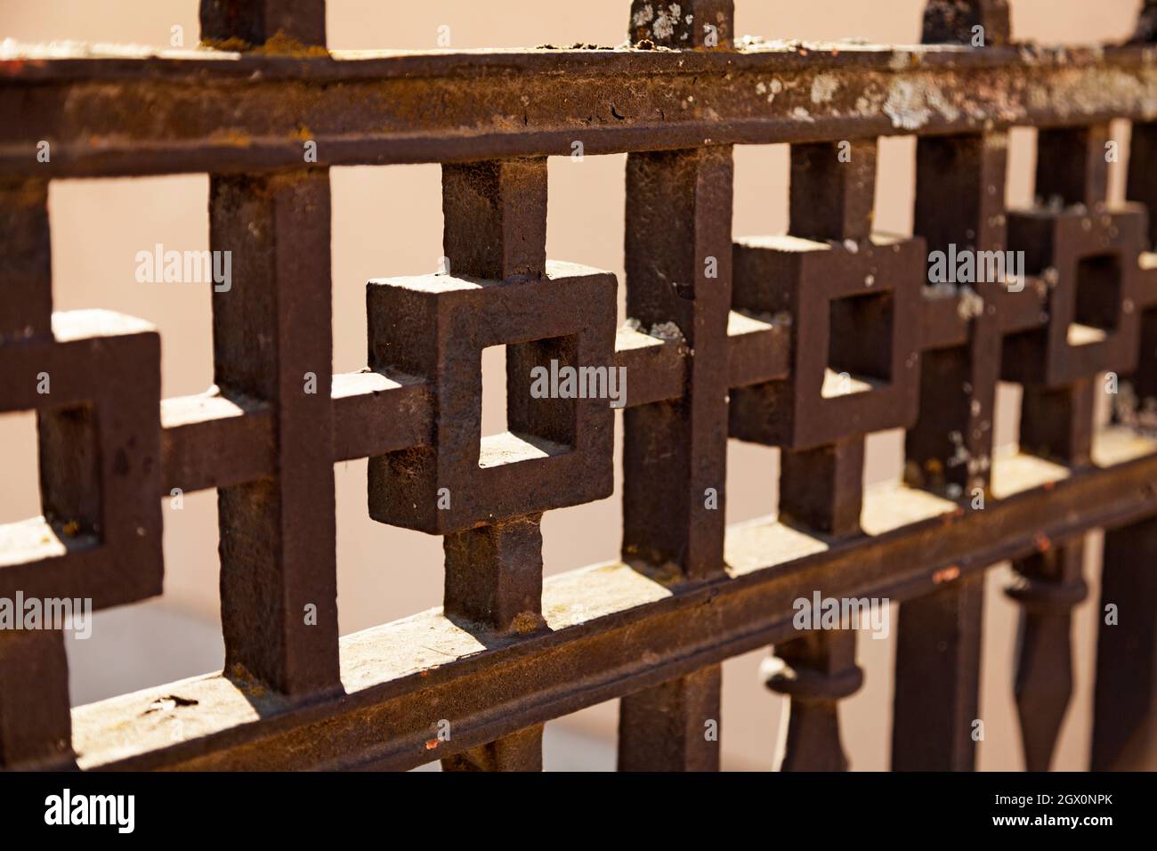 metal gate with geometric patterns Stock Photo - Alamy