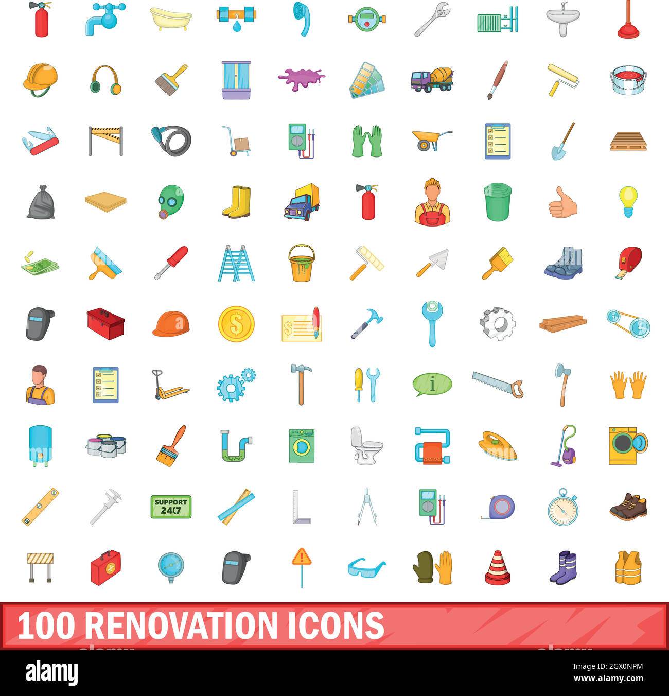 100 renovation icons set, cartoon style Stock Vector Image & Art - Alamy