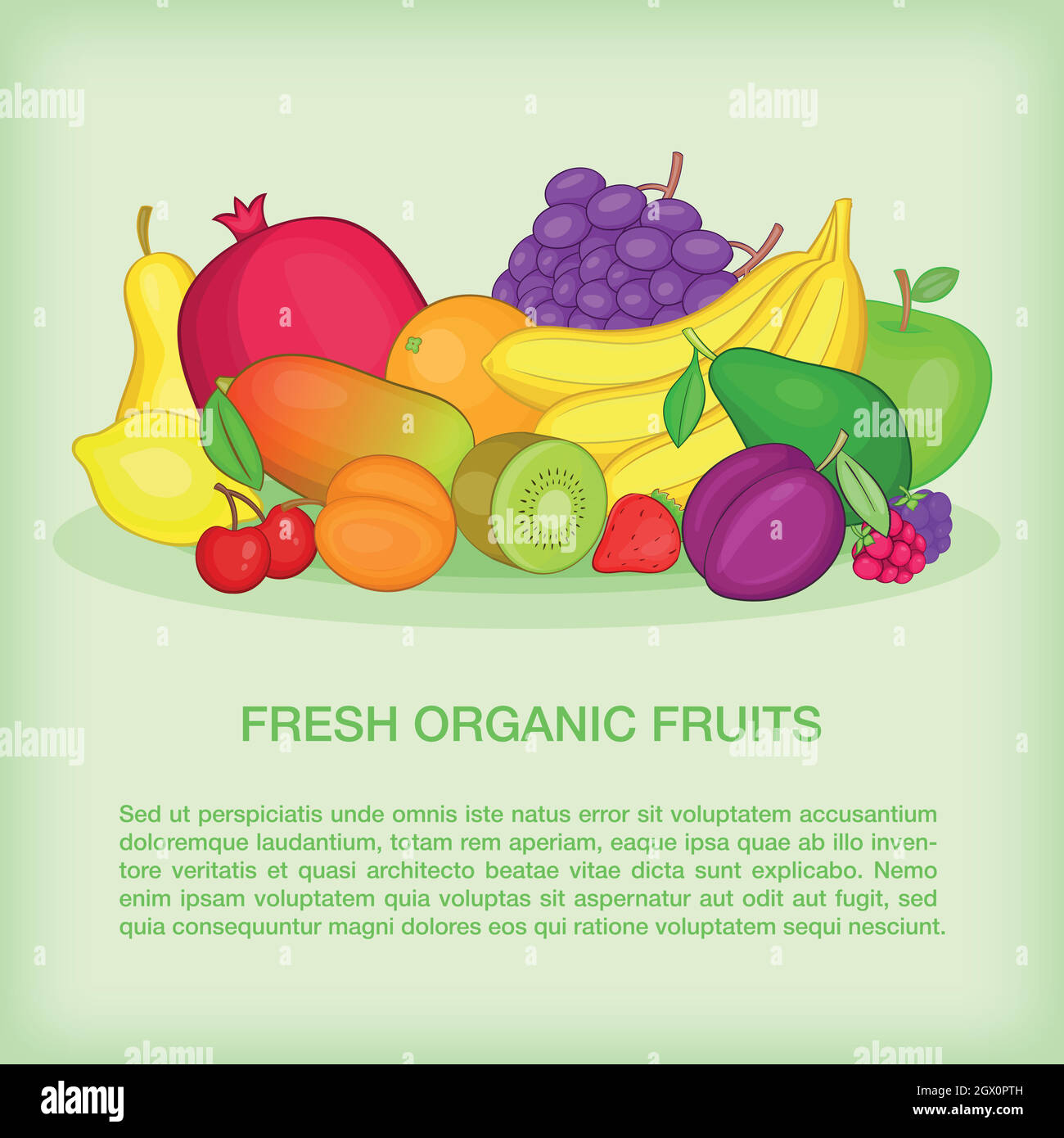 Fruits concept organic, cartoon style Stock Vector Image & Art - Alamy