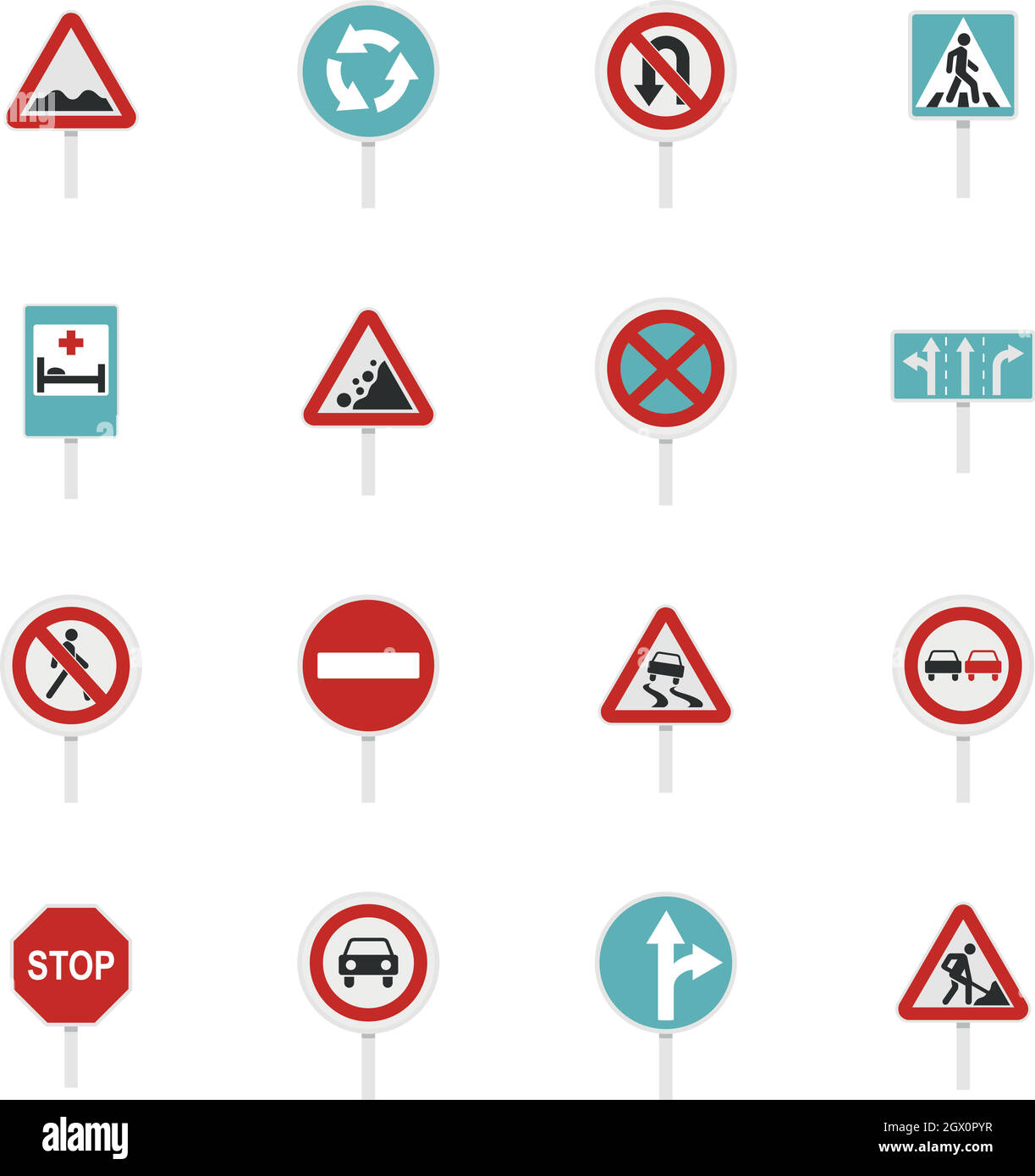 Different road signs set flat icons Stock Vector Image & Art - Alamy