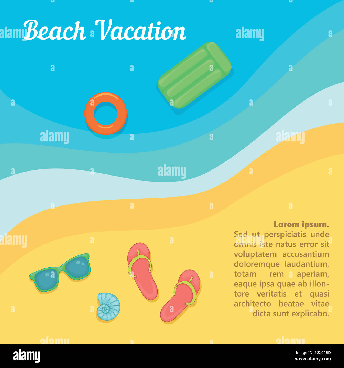 Sea rest concept beach swimming, cartoon style Stock Vector Image & Art ...