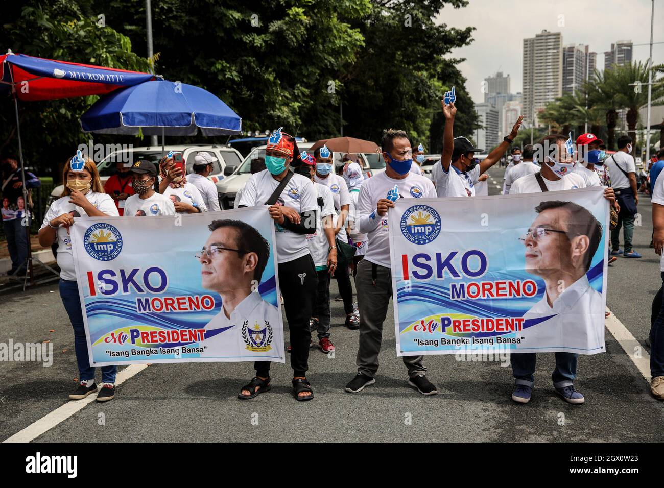 Metro Manila, Philippines. October 4, 2021: Supporters of Manila Mayor ...