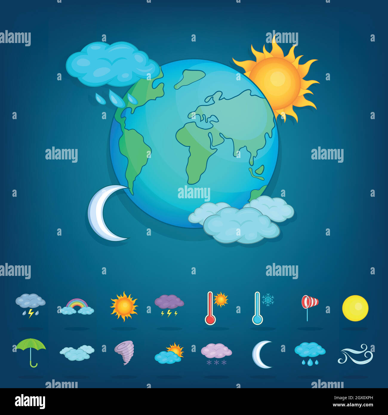 Weather symbols concept planet, cartoon style Stock Vector Image & Art ...