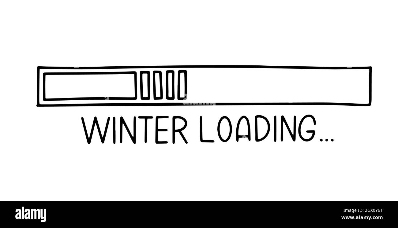 Progress bar in doodle sketch style. Winter loading icon image. Hand ...