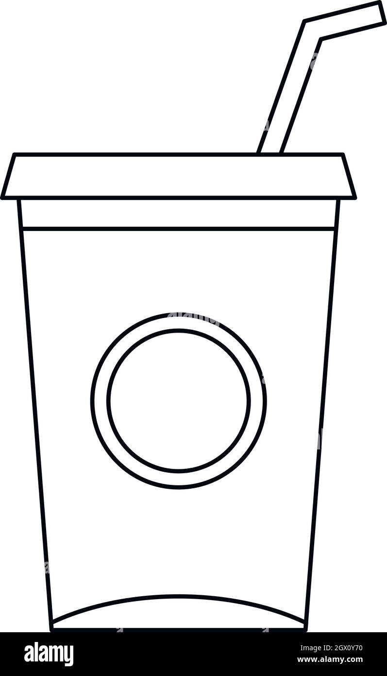 Soft drink cup with straw icon, outline style Stock Vector Image & Art ...