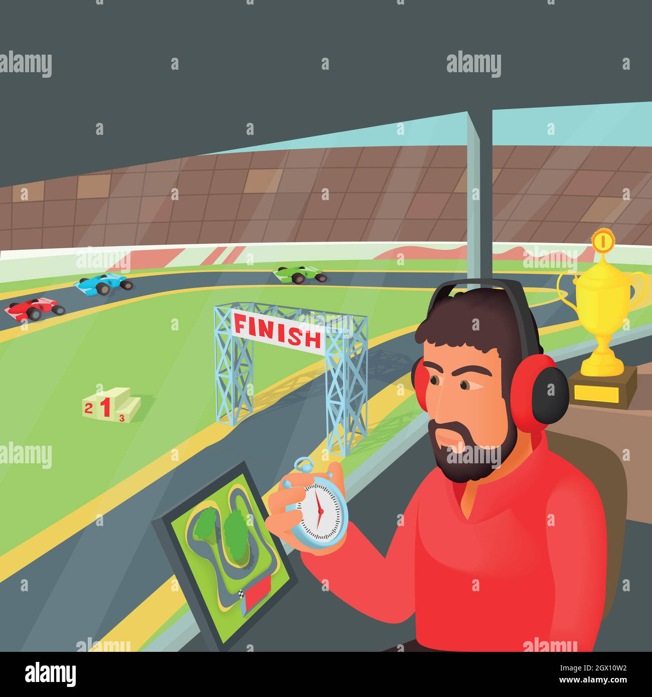 Racing coach concept, cartoon style Stock Vector Image & Art - Alamy