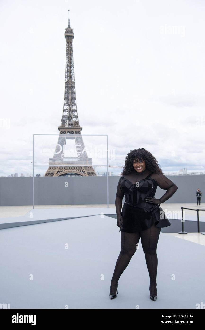 Yseult posing on the runway after the L'Oreal show as part of Paris ...