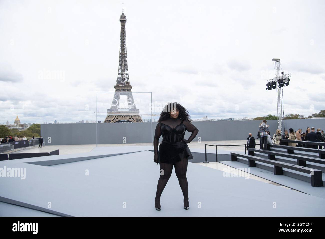 Yseult posing on the runway after the L'Oreal show as part of Paris ...