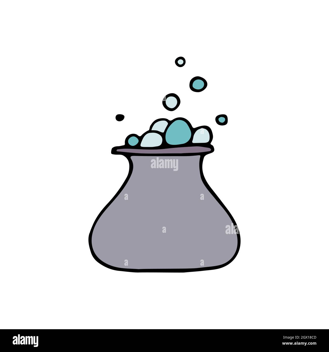 Magic cauldron of potion doodle. Color witch's boiler isolated on white ...