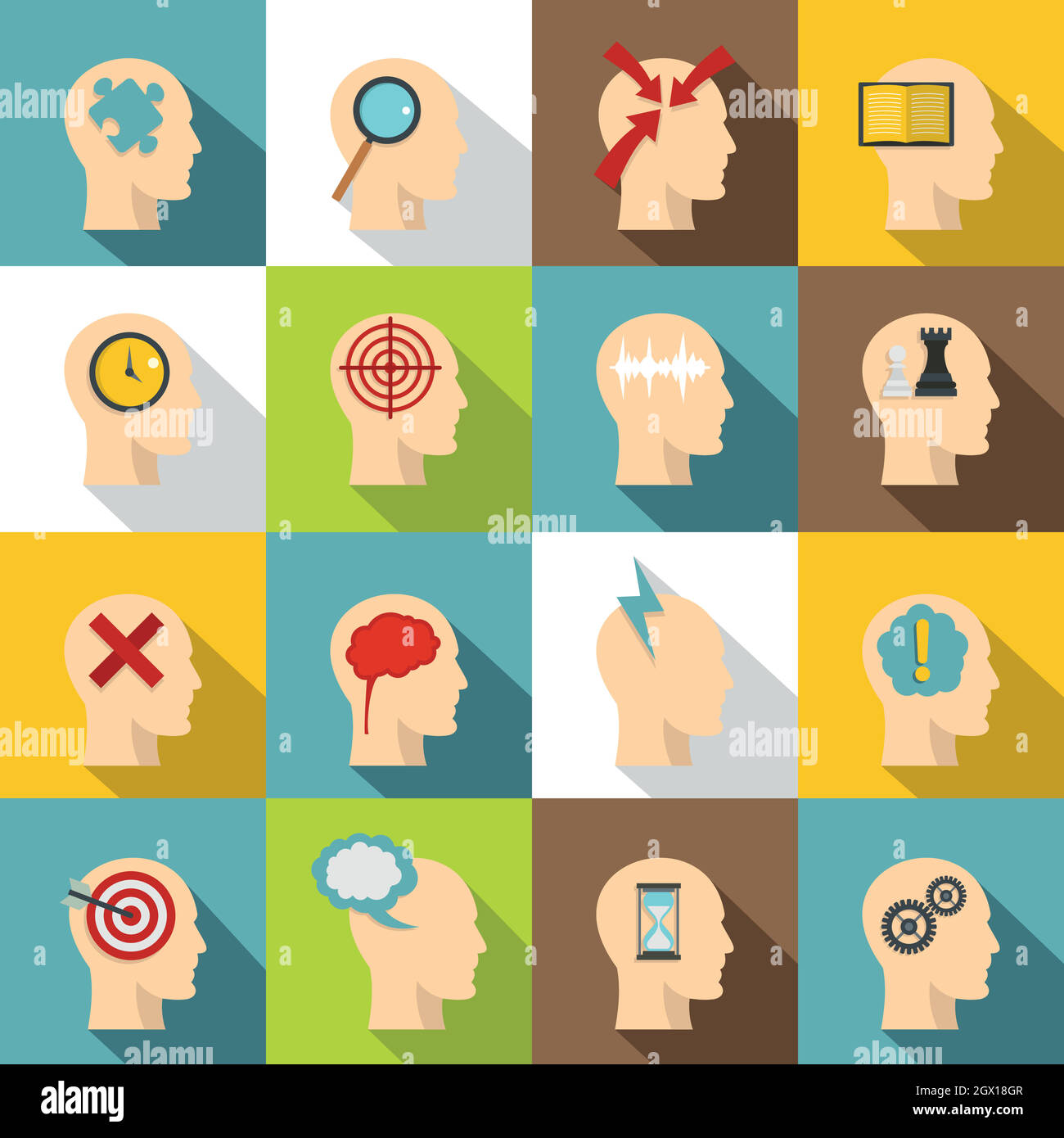 Head logos icons set, flat style Stock Vector Image & Art - Alamy