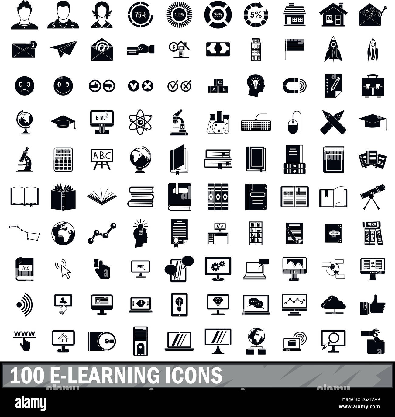 E learning icons set hi-res stock photography and images - Alamy
