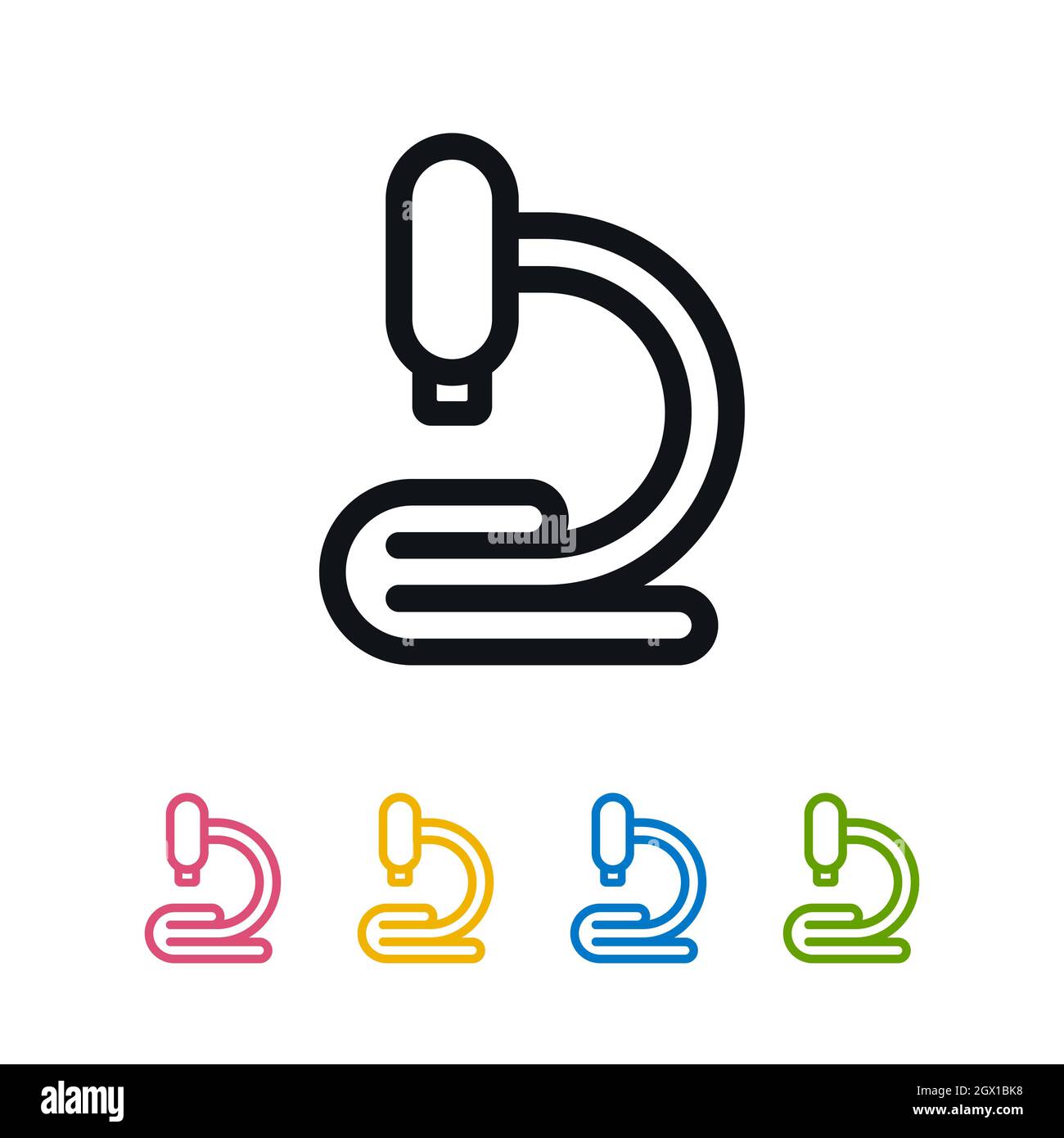 Colorful outline geometric microscope symbols on white background ...