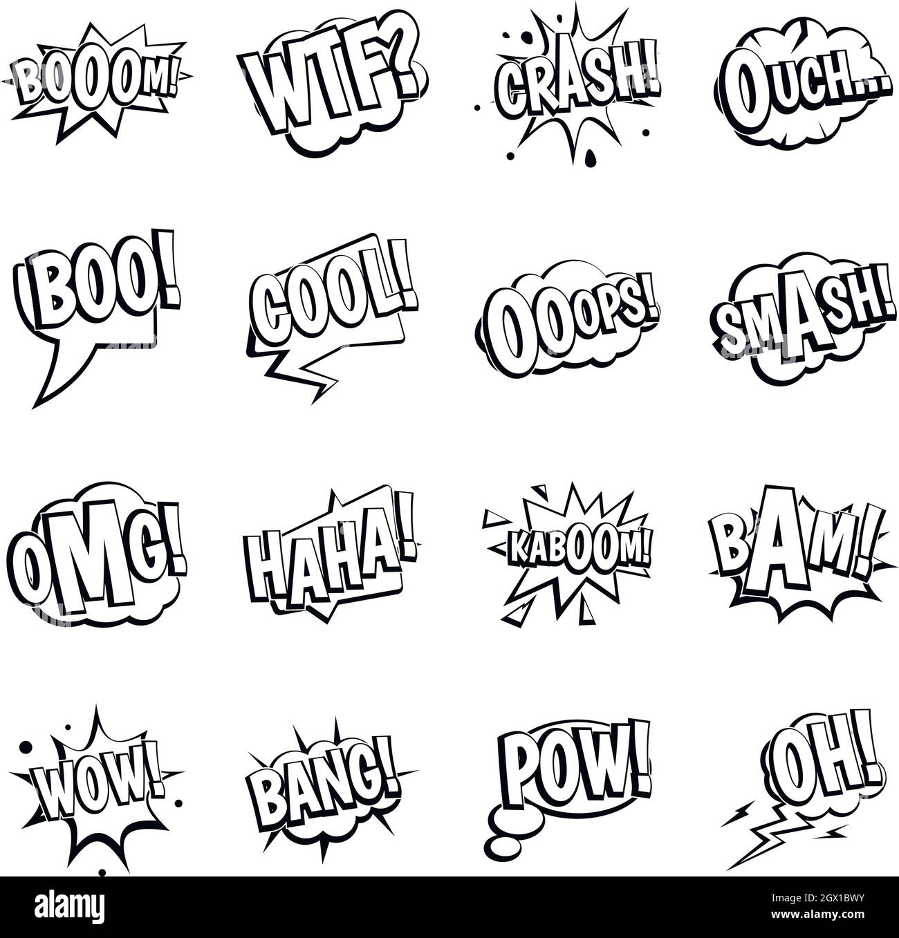 Comic colored sound icons set, simple style Stock Vector Image & Art ...