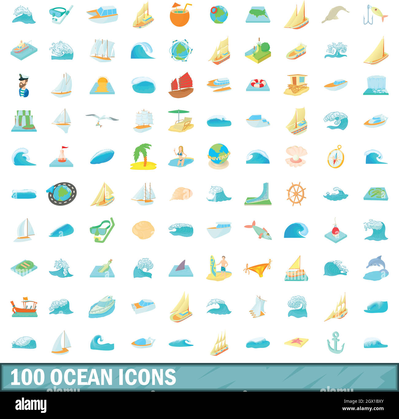 100 ocean icons set, cartoon style Stock Vector Image & Art - Alamy