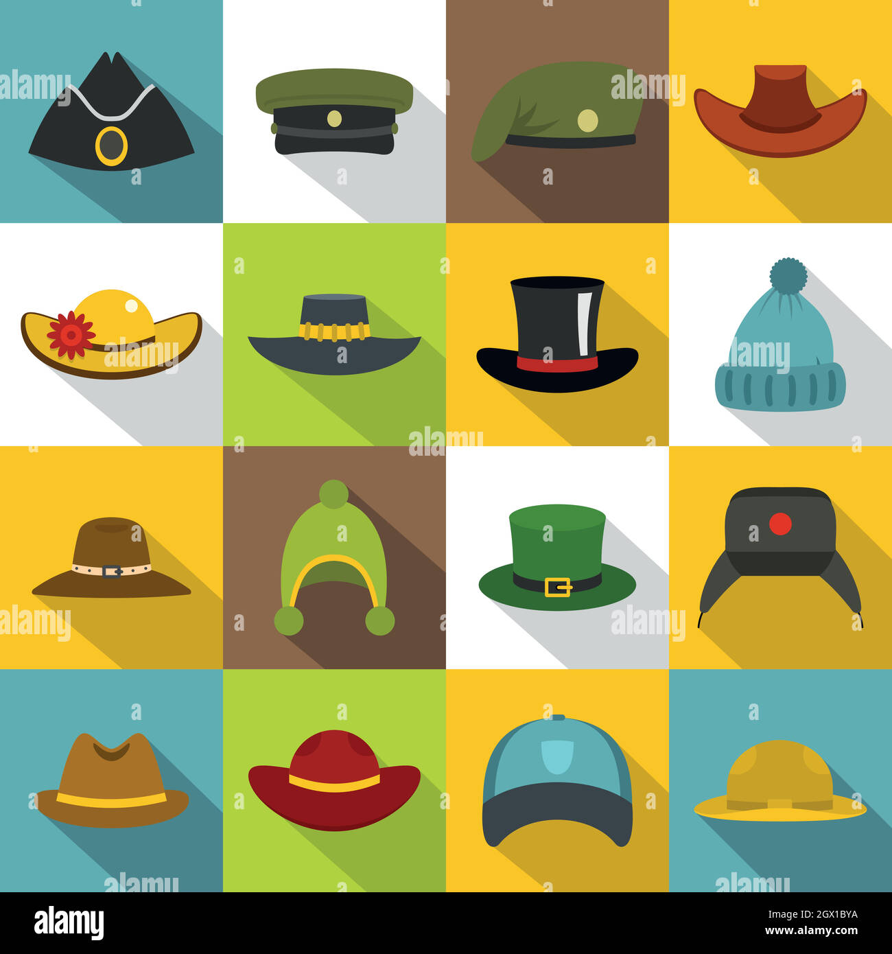 Headdress hat icons set, flat style Stock Vector Image & Art - Alamy
