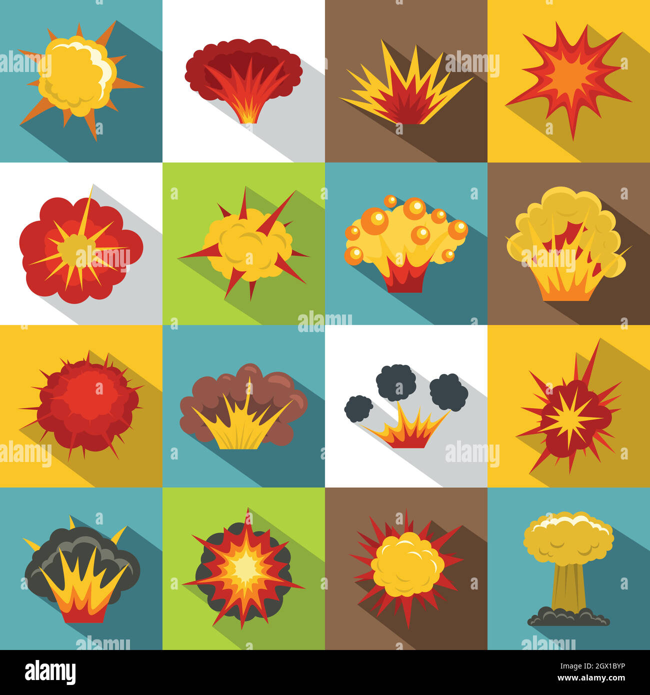 Explosion icons set, flat style Stock Vector Image & Art - Alamy