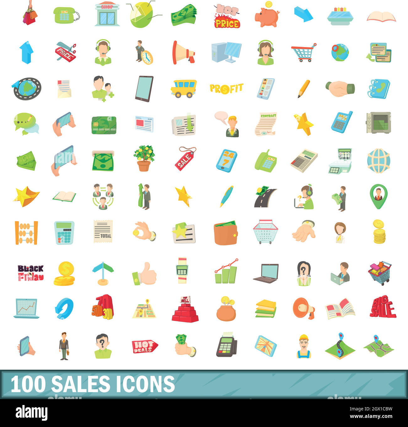 100 sales icons set, cartoon style Stock Vector Image & Art - Alamy