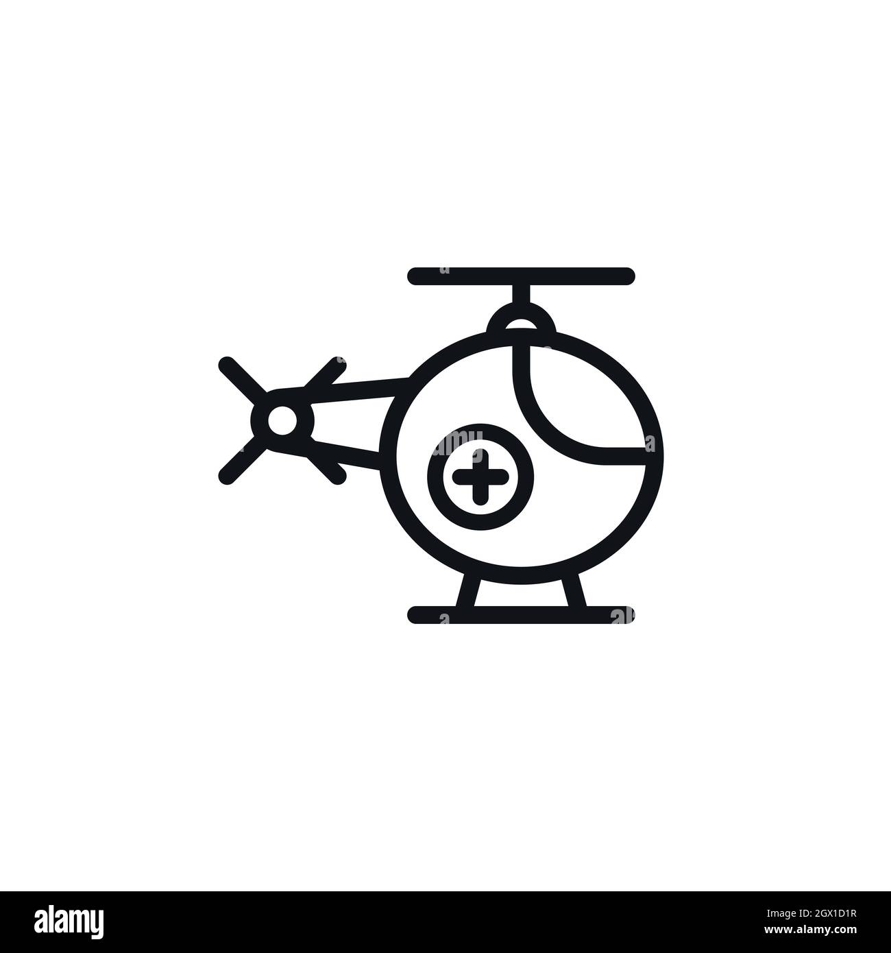 Minimal ambulance helicopter symbol on white background. Medical air ...
