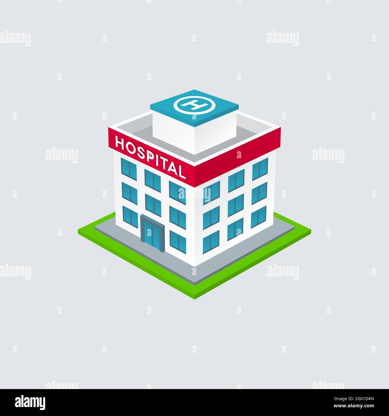 Isometric hospital building on white background. Medical center vector ...
