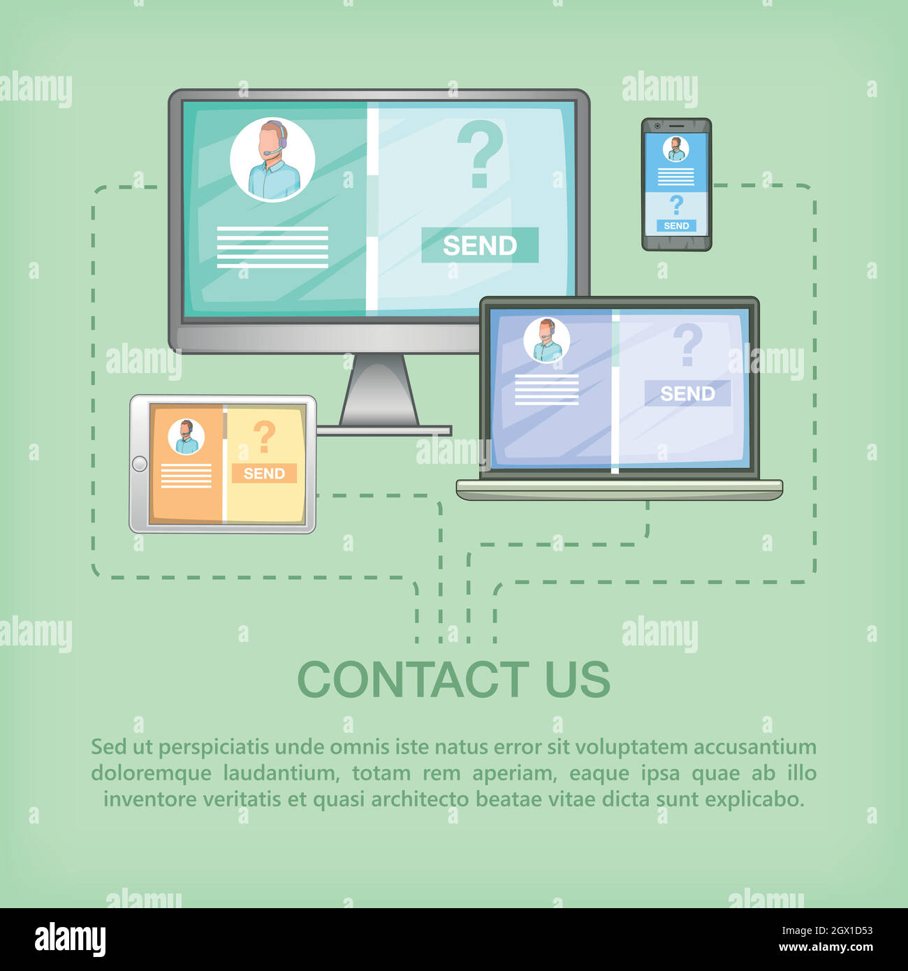 Call center concept devices, cartoon style Stock Vector Image & Art - Alamy