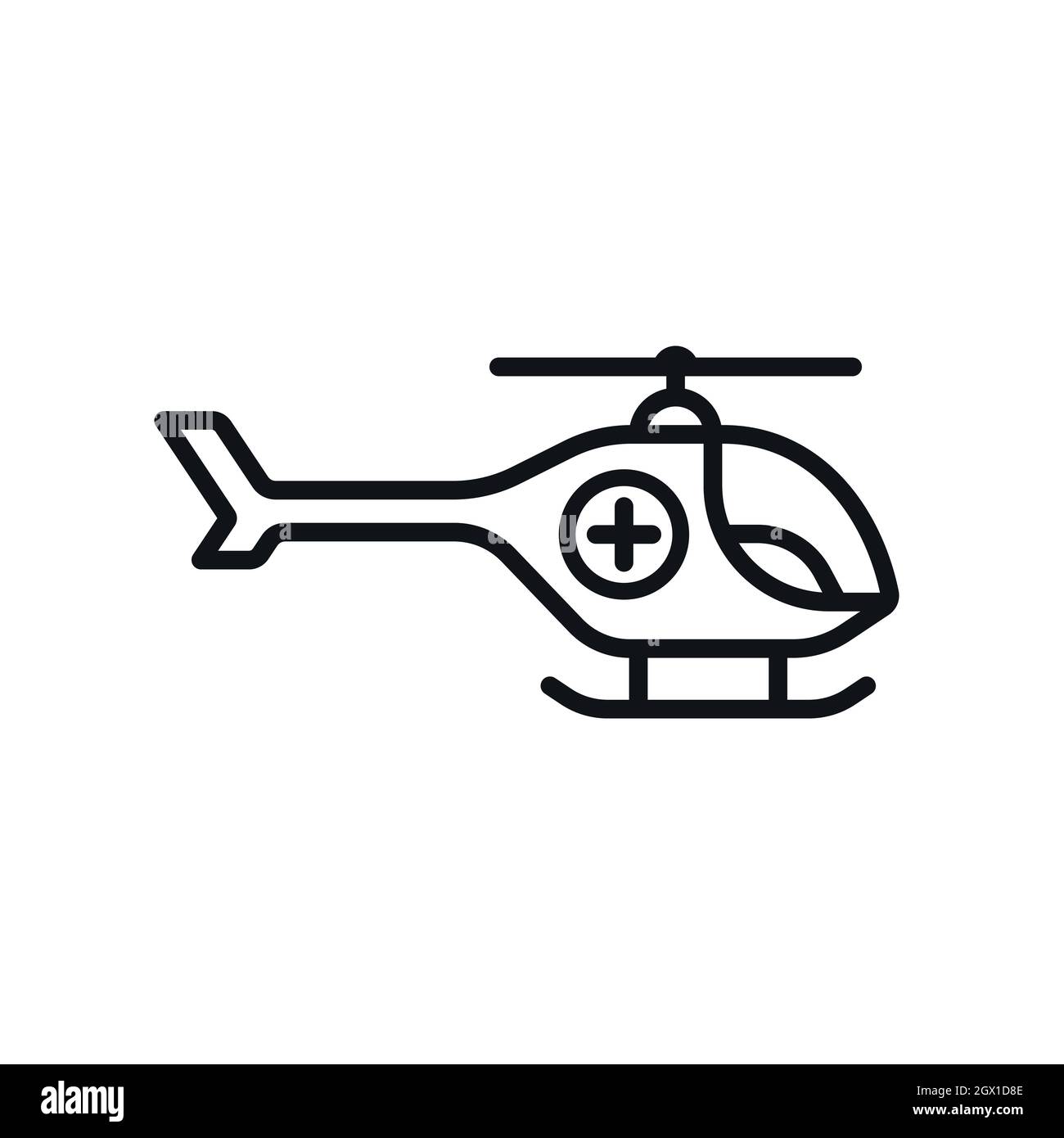 Helicopter ambulance outline symbol on white background. Emergency ...