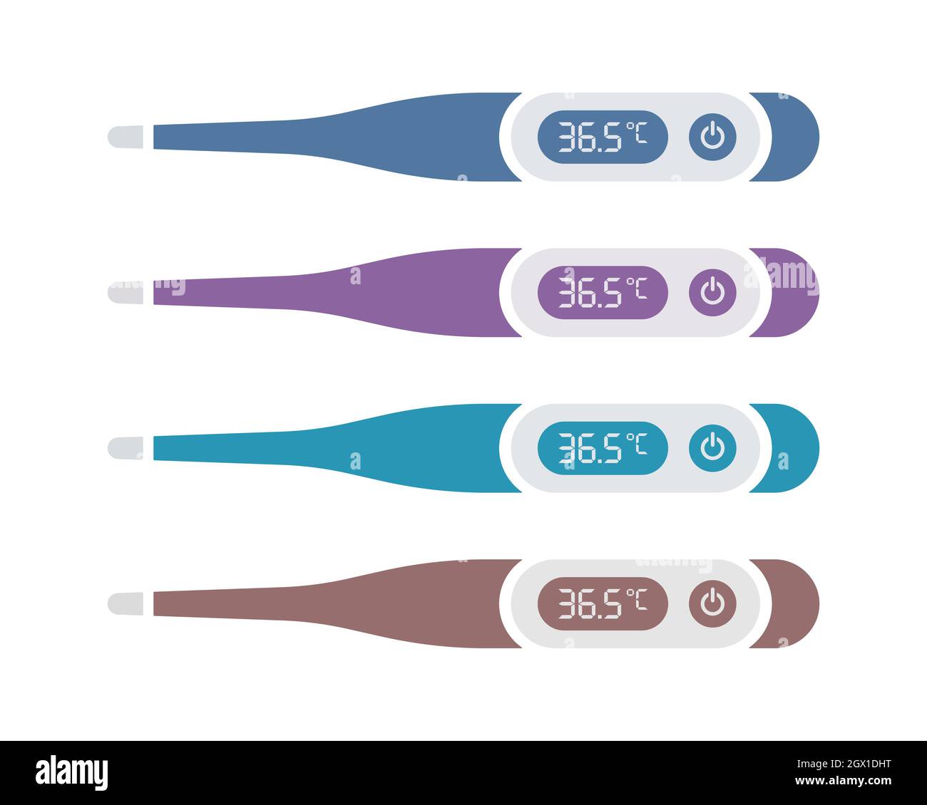 Digital thermometer isolated symbols in pastel colors. Medical equipment flat icon set Stock ...