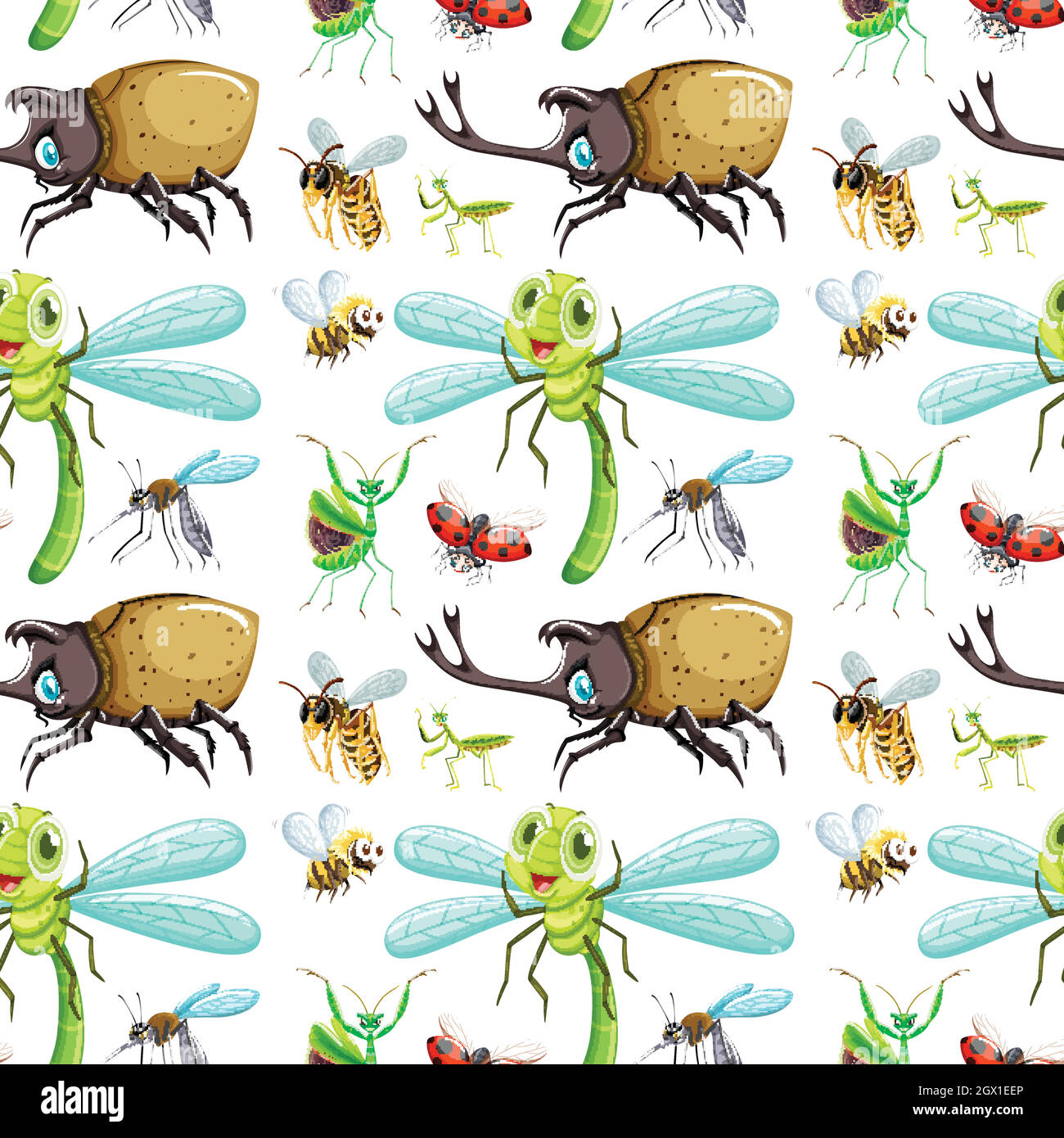 Seamless background with different insects Stock Vector Image & Art - Alamy