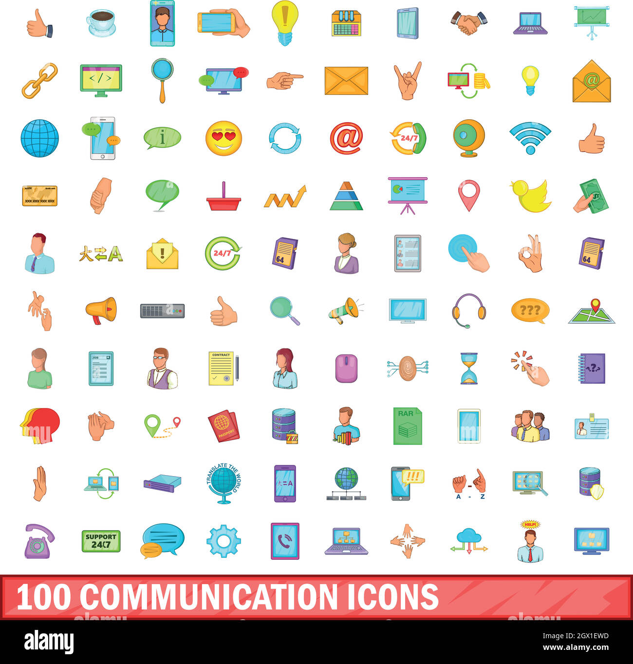 100 communication icons set, cartoon style Stock Vector Image & Art - Alamy