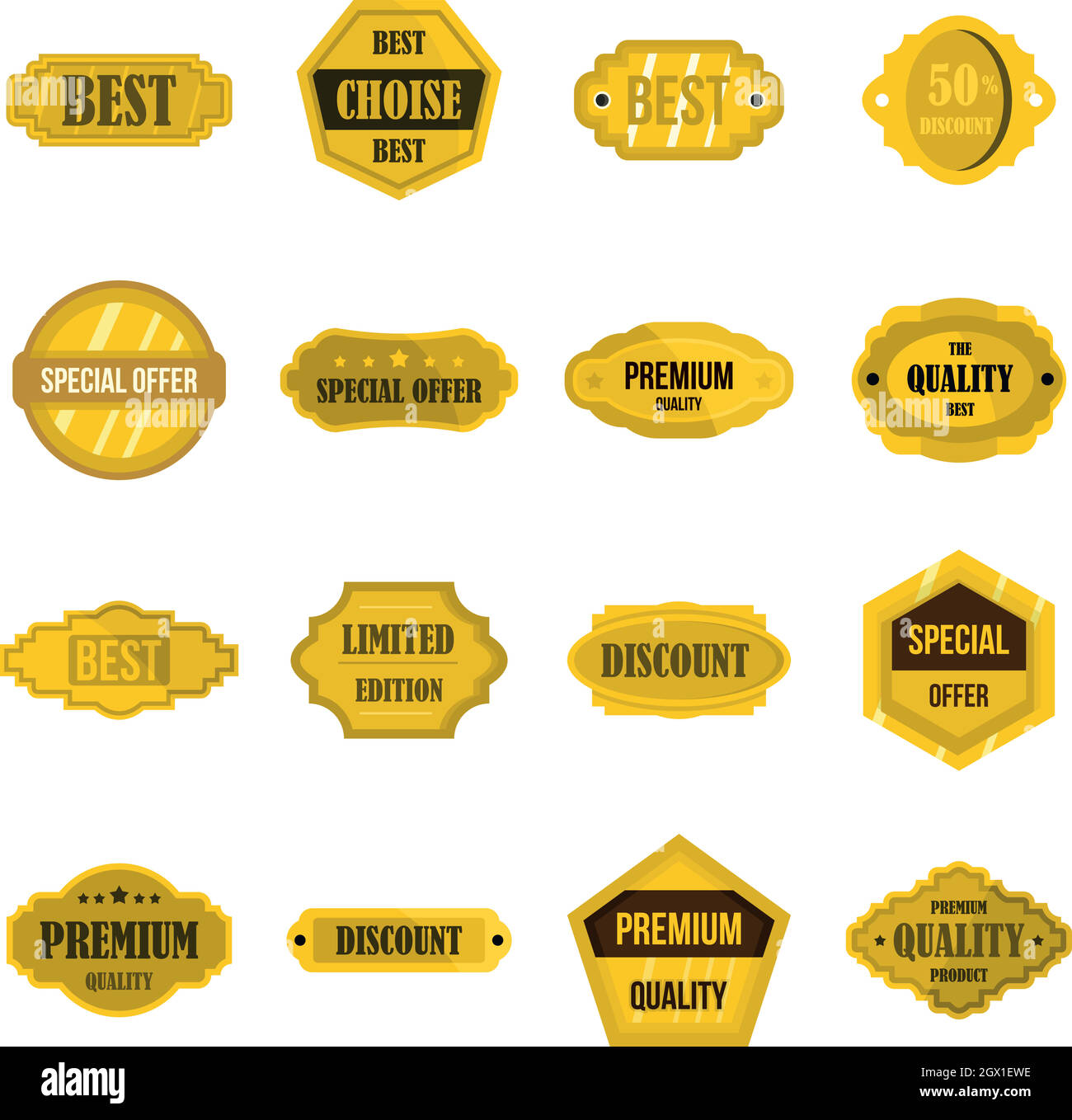 Golden labels set flat icons Stock Vector Image & Art - Alamy