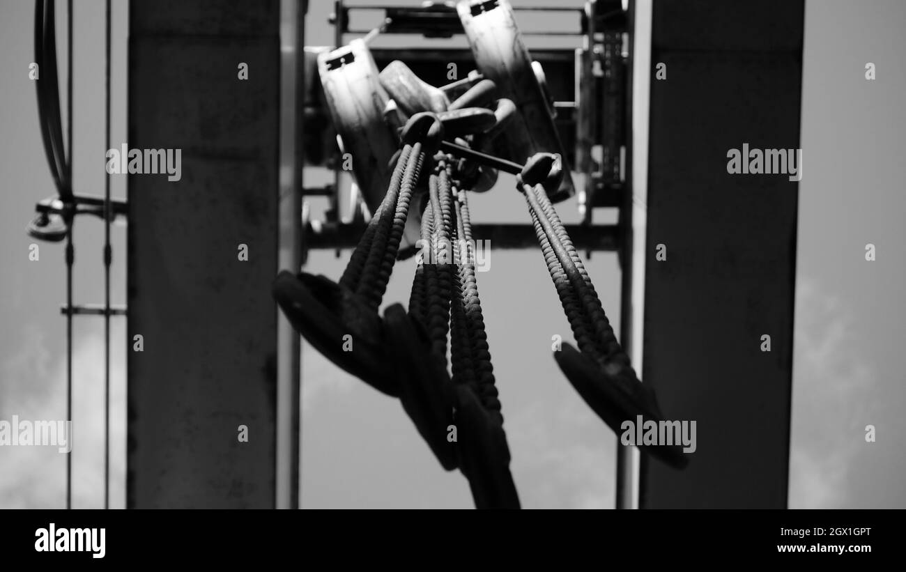 Close up construction crane Black and White Stock Photos & Images - Alamy