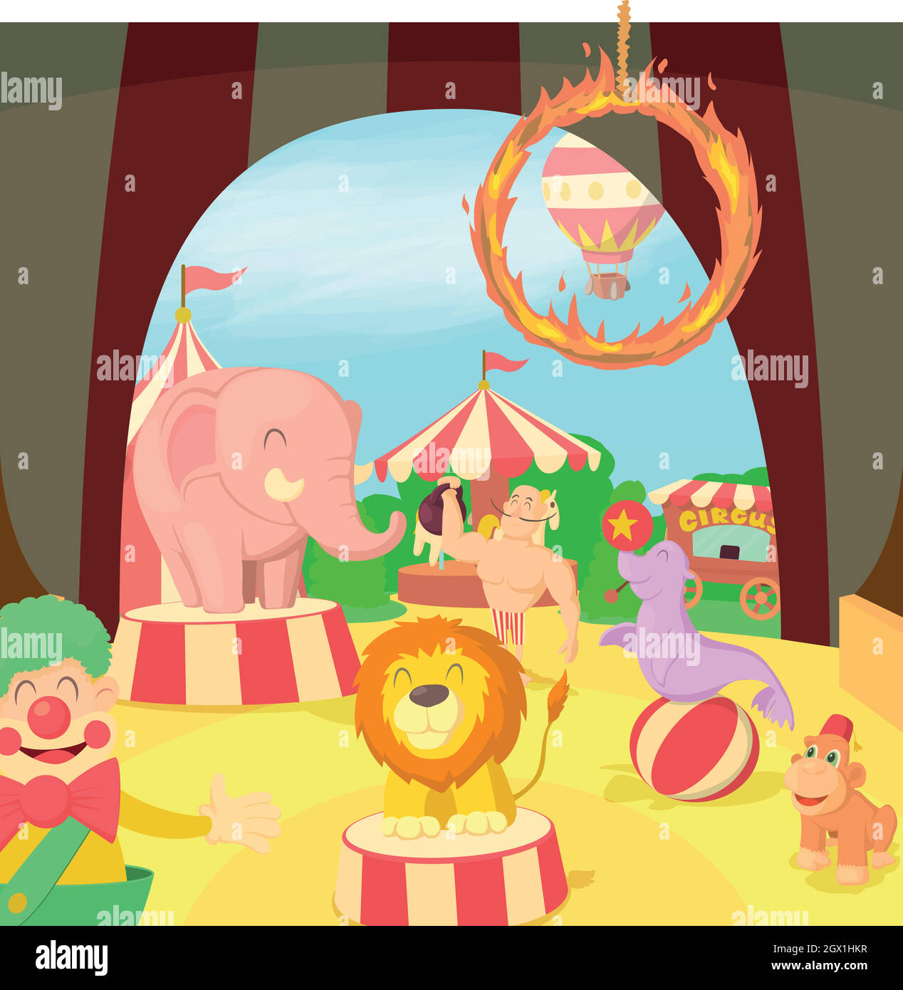Circus concept scene, cartoon style Stock Vector Image & Art - Alamy