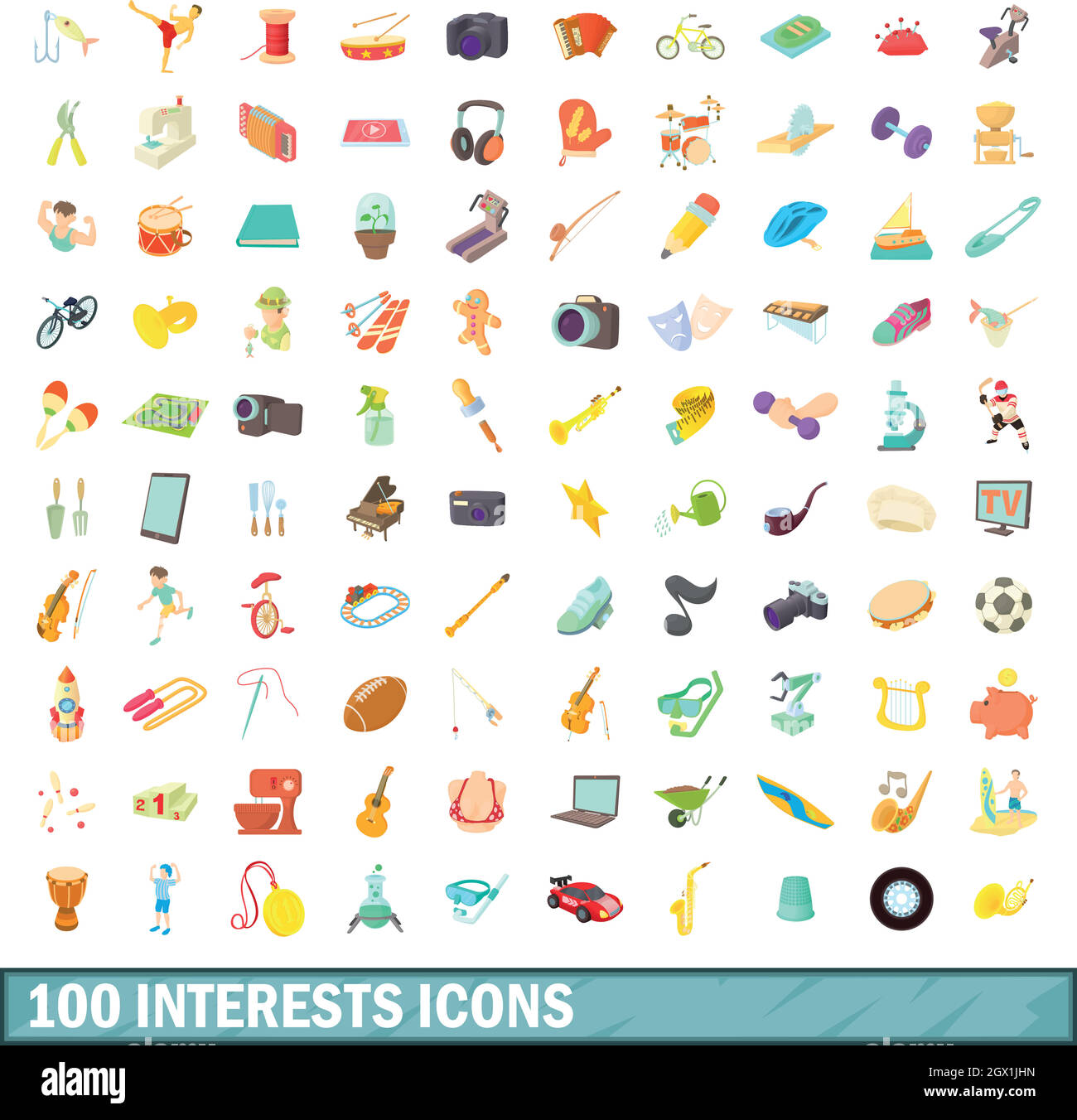 100 interests icons set, cartoon style Stock Vector Image & Art - Alamy