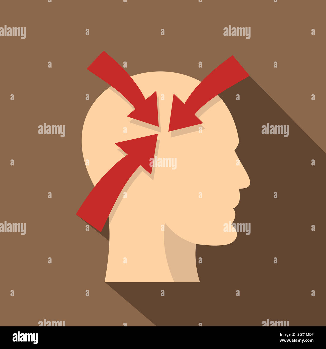 Profile of the head with red arrows inside icon Stock Vector Image ...