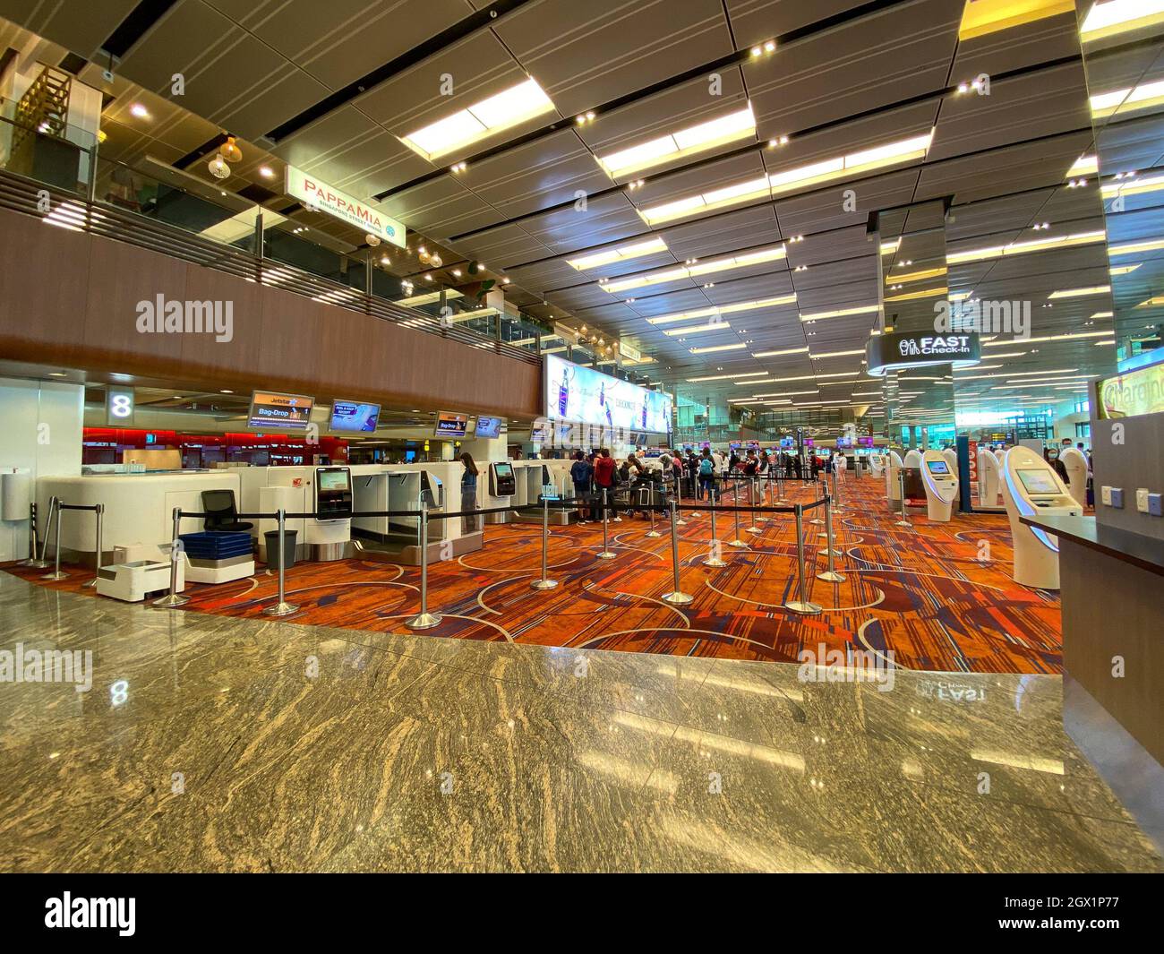 Singapore - Feb 9, 2020. Interior of Singapore Changi Airport. Changi ...